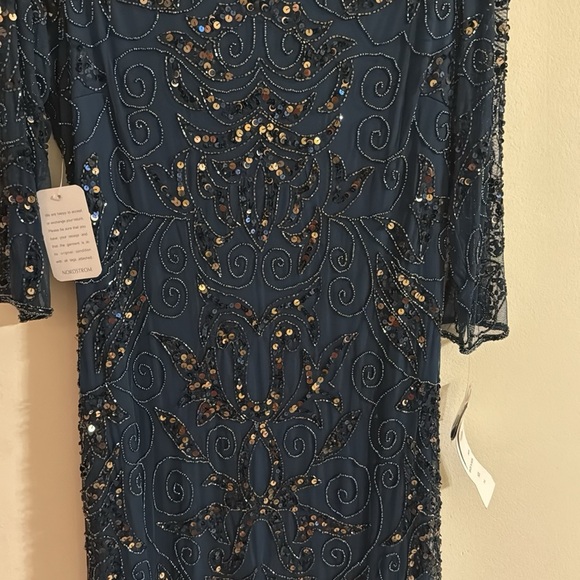 LINI | Dresses | Lini Blue And Gold Embellished Dress | Poshmark